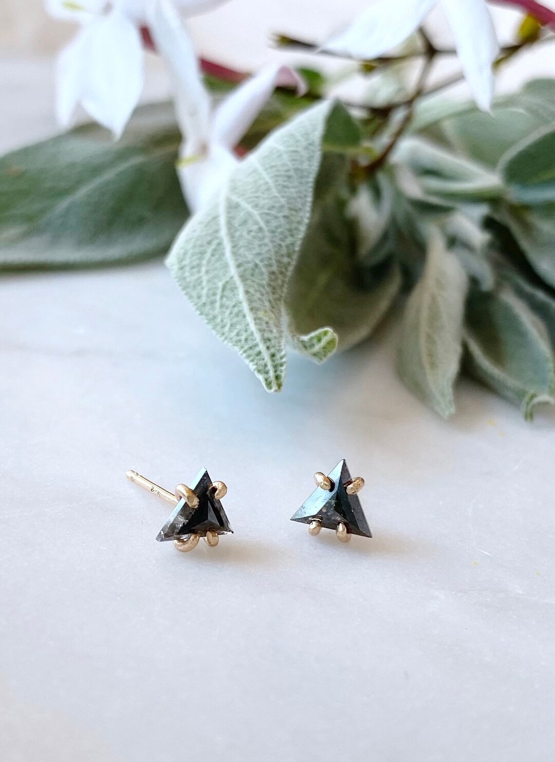 Triangle Rose Cut Diamond Studs - Etsy