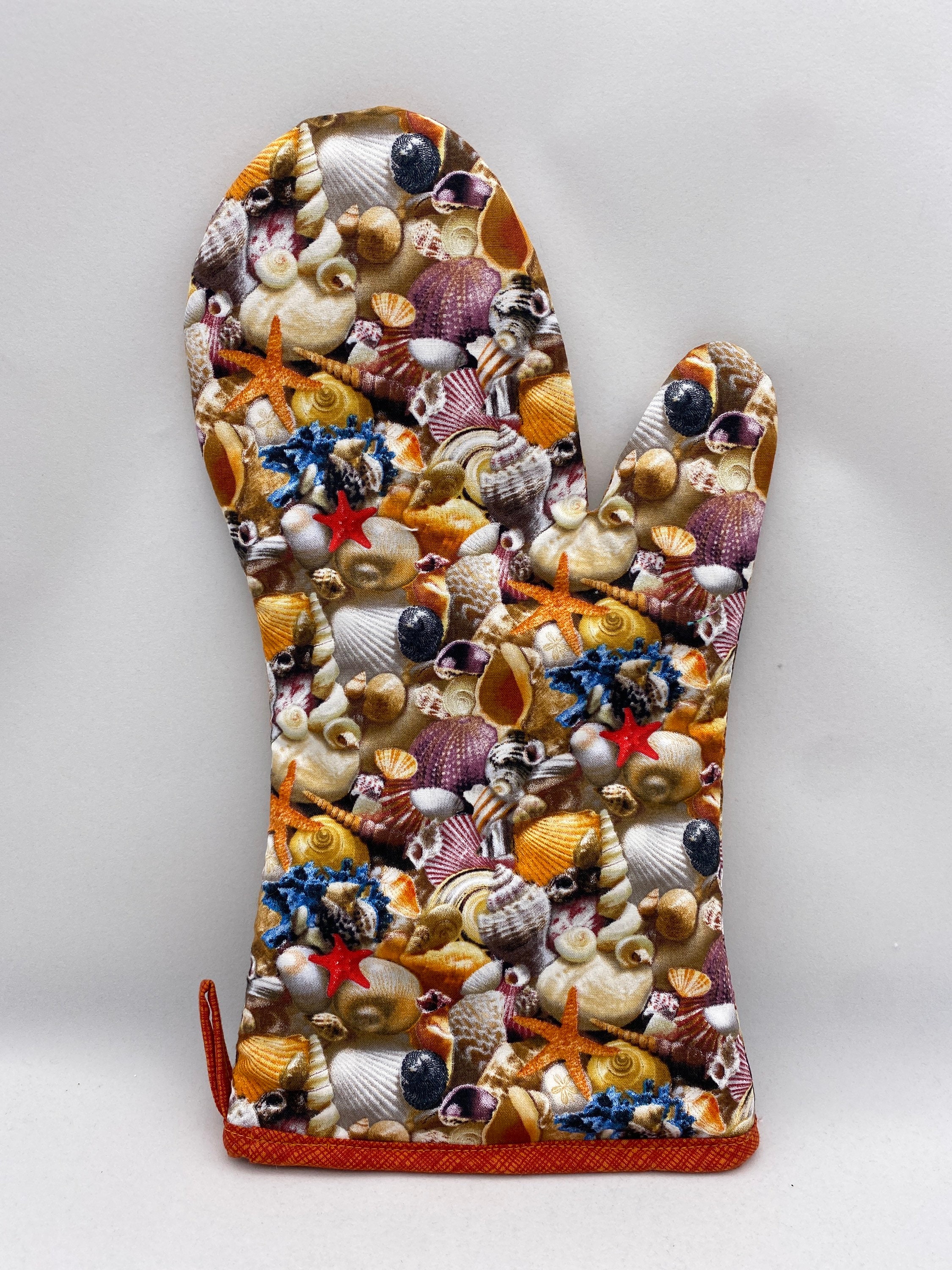 Oven Mitt SEASHELLS, Beach, Ocean, Shore, Beachcomber, Shells, Starfish ...