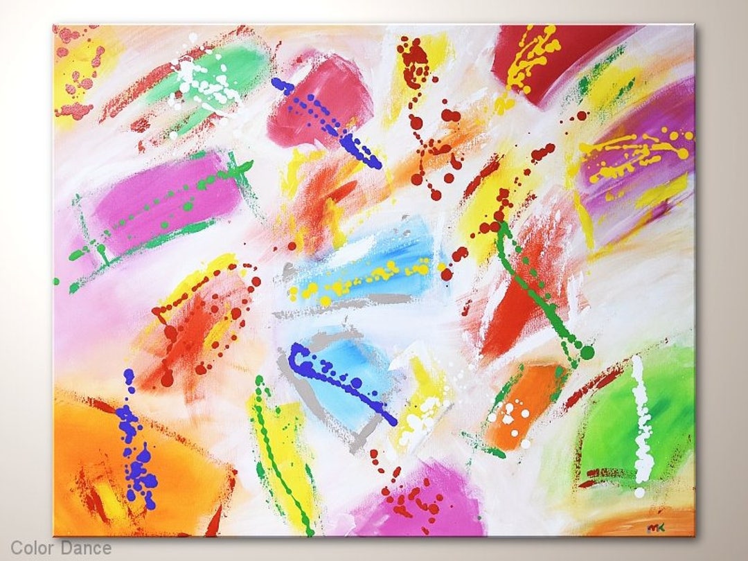 Colorful Big Size Fine Art Painting: "color Dance" - 39x32 Inches ...