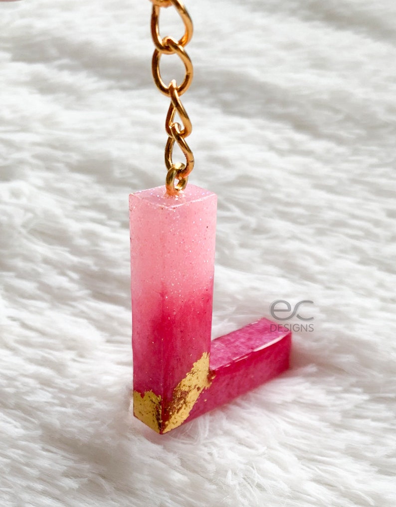 Light Pink Glitter, Magenta Mica, and Gold Foil Flakes | Resin Initial ...
