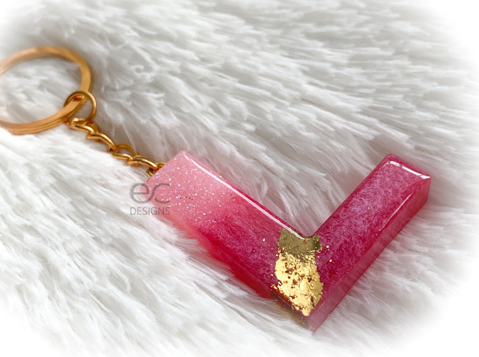 Light Pink Glitter, Magenta Mica, and Gold Foil Flakes | Resin Initial ...