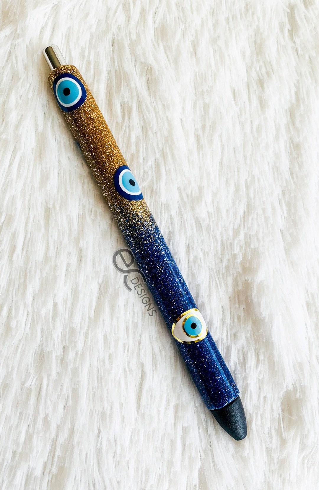 Evil Eye Glitter Pen | Mati Vinyl | Blue and Gold Glitter | Evil Eye ...