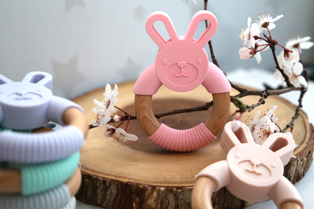 Bunny Teether ,easter Baby Gift. Silicone Teether. Baby Shower Gifs ...