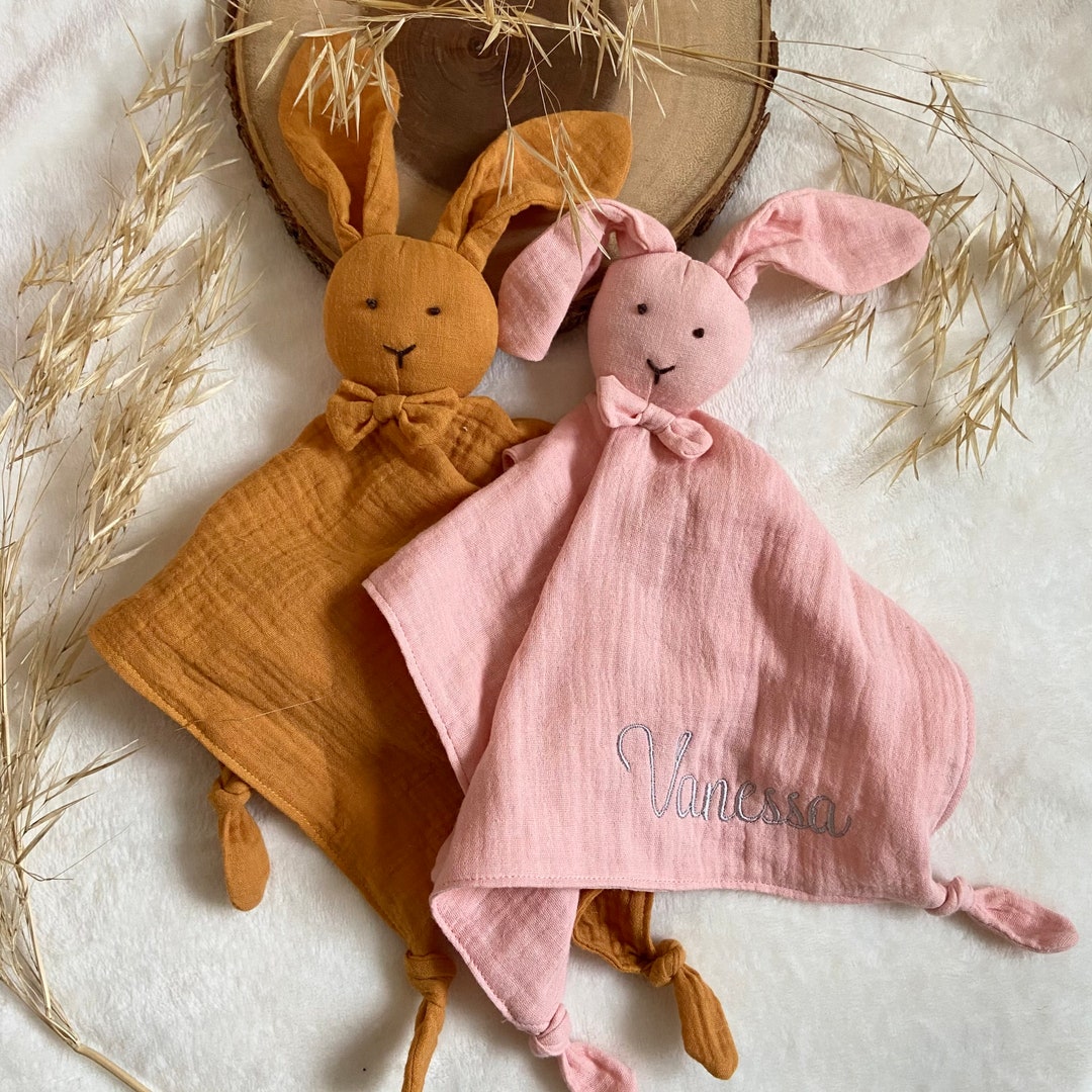 Personalised Baby Comforter, Muslin Comforter & Gift Set, Muslin Bunny ...