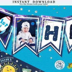 EDITABLE Space Birthday Banner Outer Space Banner Galaxy - Etsy