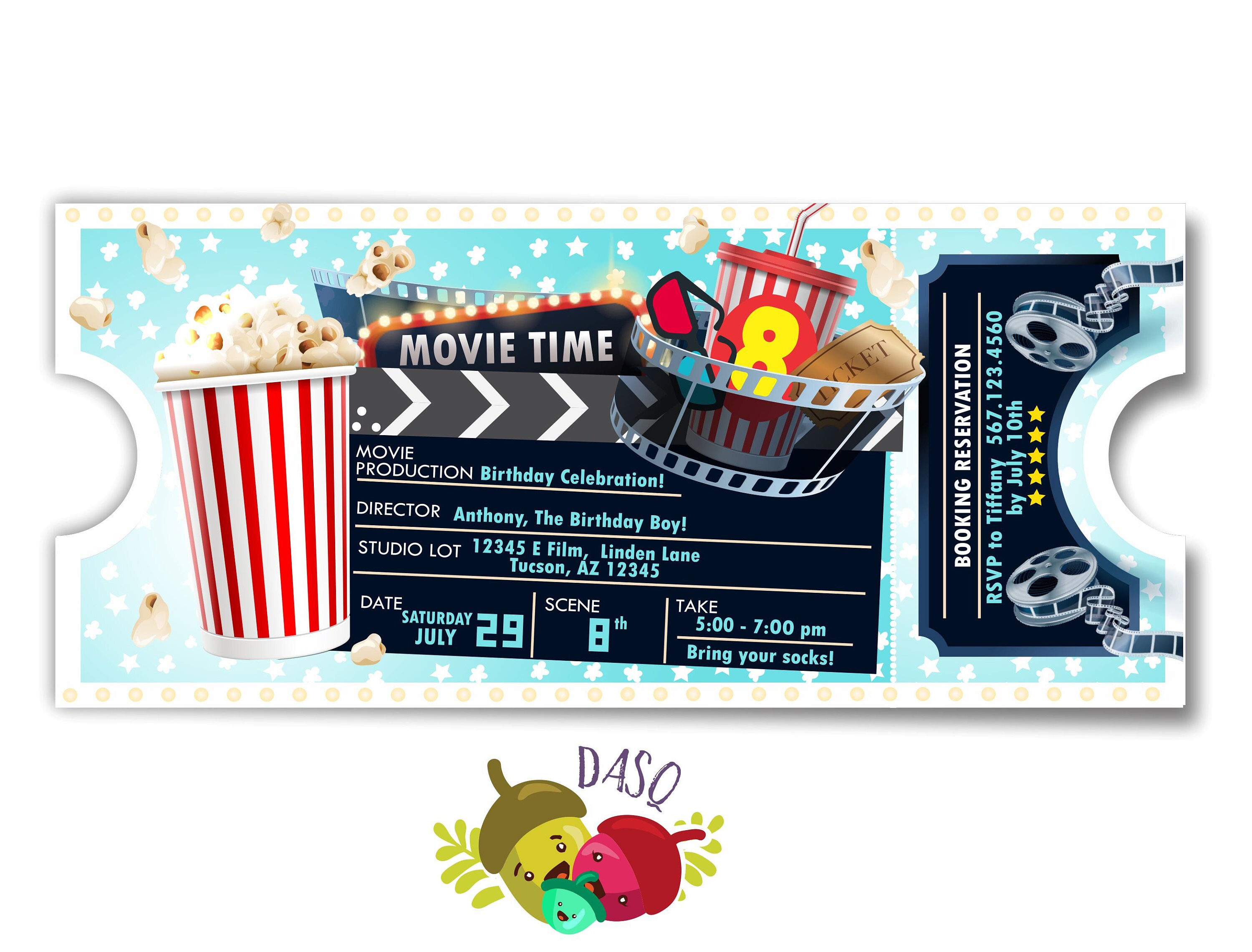 Movie Party Invitation Printable Movie Invitation Movie - Etsy