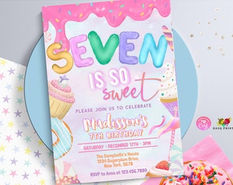 JUMP Girl 7th Birthday Invitation Any Age Girl Birthday - Etsy