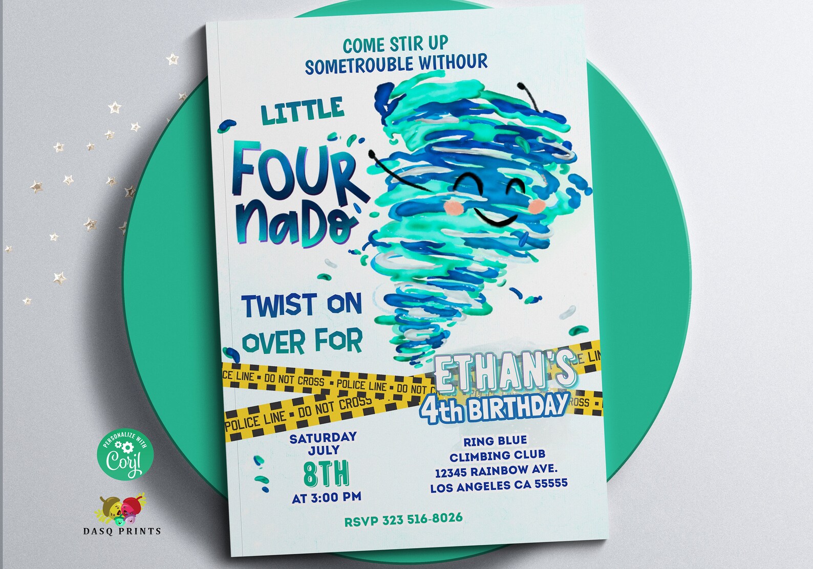 Fournado Birthday Invitation Tornado Birthday Party - Etsy