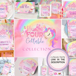 Unfourgettable Unicorn Sweet Girl 4th Birthday Welcome Sign Birthday ...