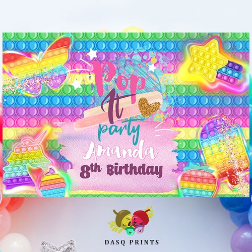 Pop It Birthday Decorations Fidget Editable Printable | Etsy