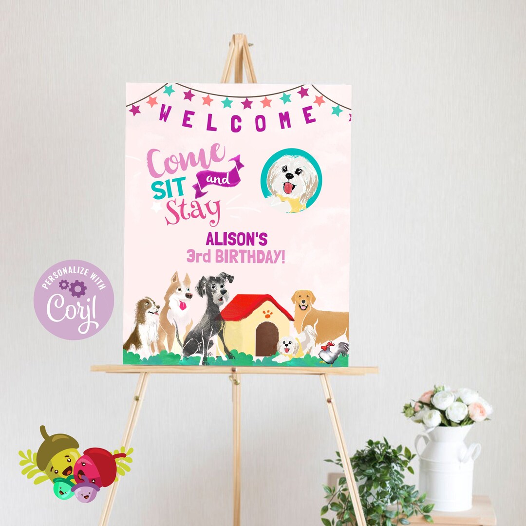 Editable Puppy Welcome Sign - Etsy