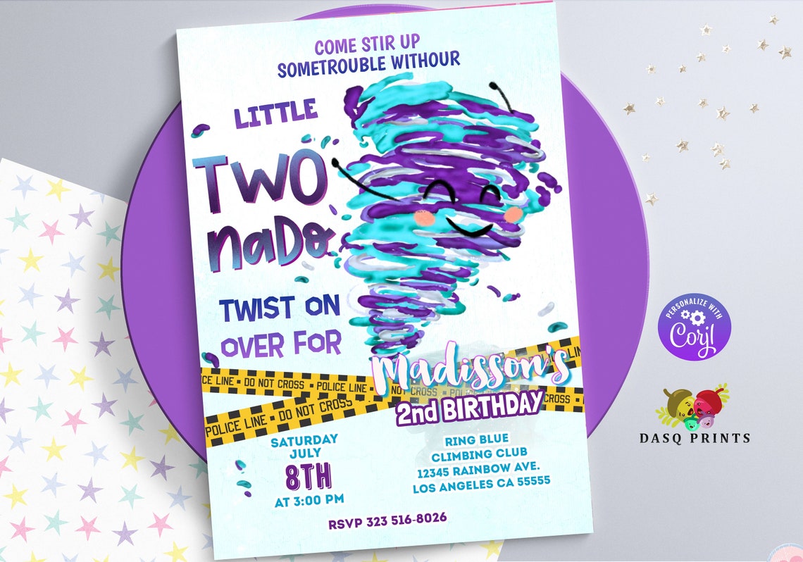 Twonado Birthday Invitation Tornado Birthday Party - Etsy