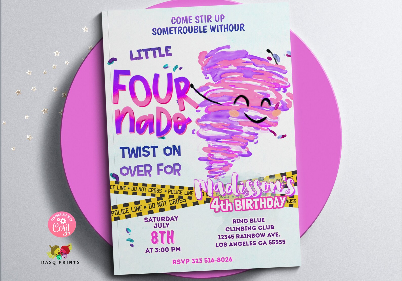 Fournado Birthday Invitation Tornado Birthday Party - Etsy