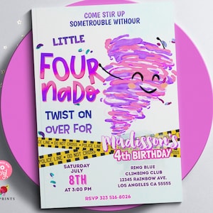 Fournado Birthday Invitation Tornado Birthday Party - Etsy