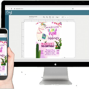 EDITABLE Llama Birthday Invitation Template, Photo Whole Llama Fun ...