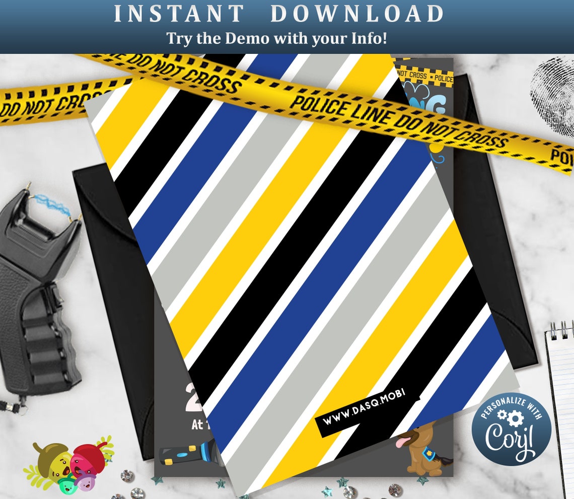 Editable Police Birthday Invitation Officer Invitation Cop - Etsy