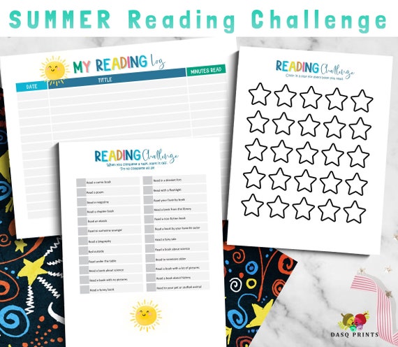 Summer Reading Challenge Printable Kids Reading Log - Etsy
