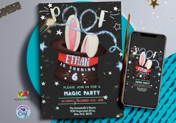 EDITABLE Magician Party Invitation Boy Magic Birthday | Etsy
