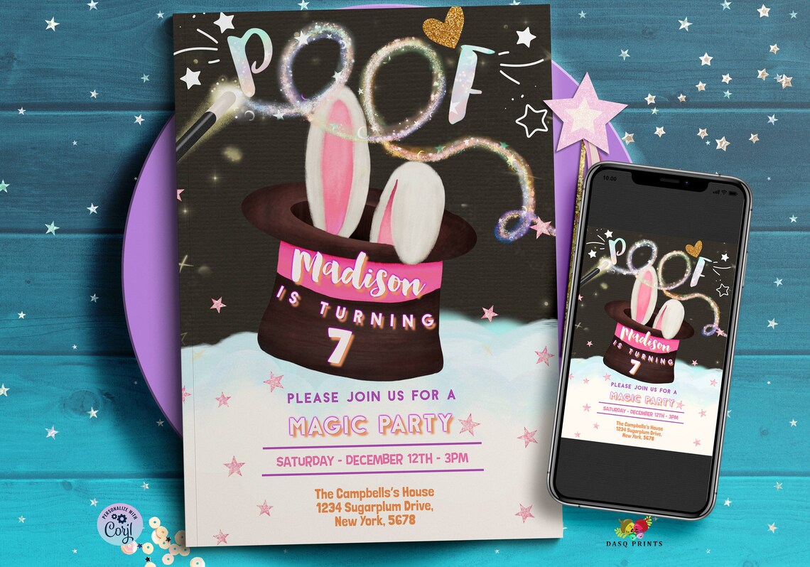 EDITABLE Magician Party Invitation Magic Birthday - Etsy