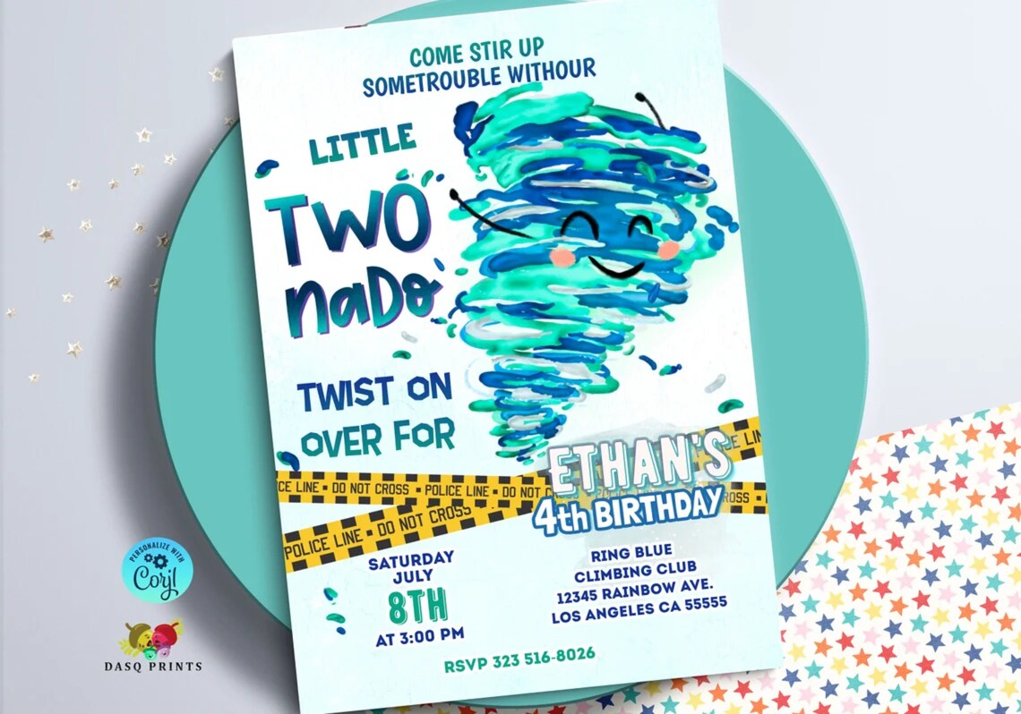 Twonado Birthday Invitation Tornado Birthday Party - Etsy