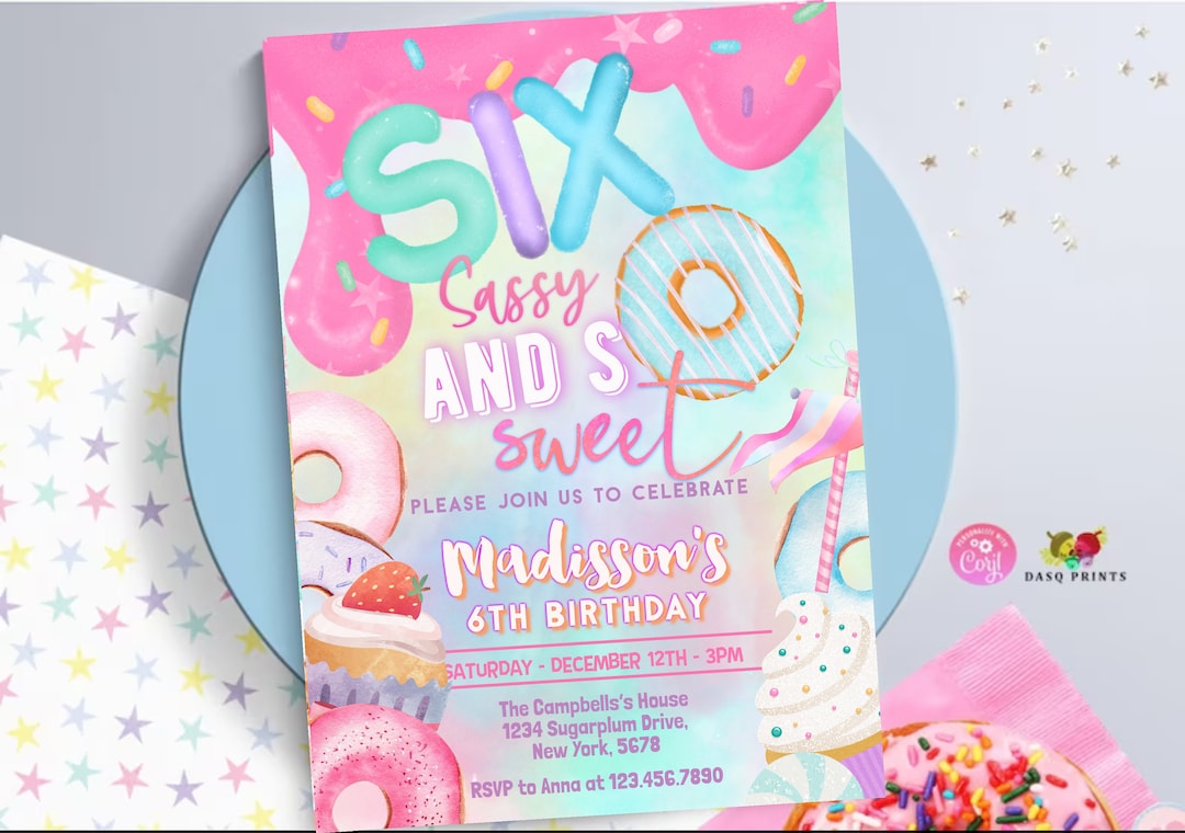 Donut Six Sassy and so Sweet 6th Birthday Cupcake Pastel Donut Girl ...