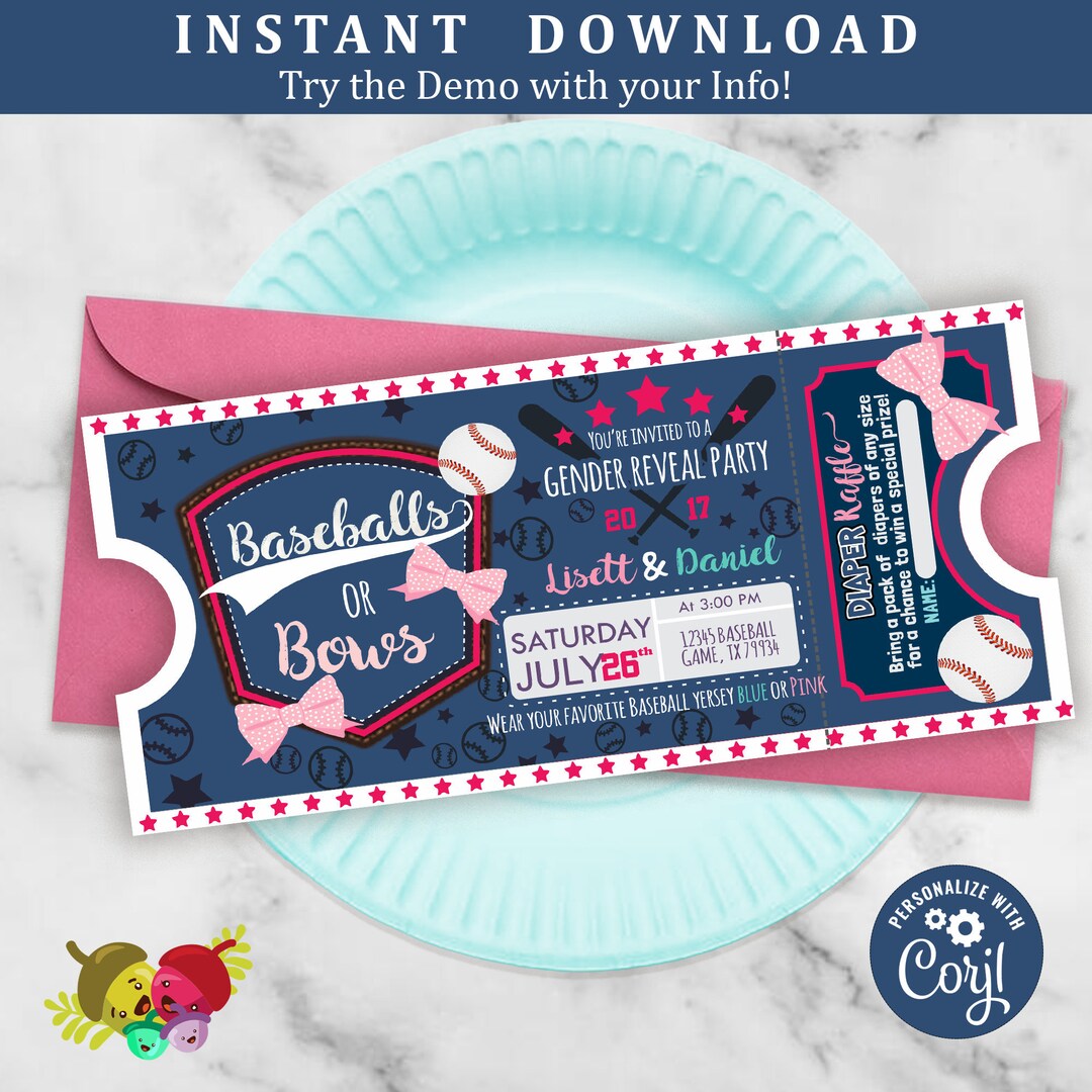 Baby Gender Reveal - Baseballs or Bows - Gender Reveal Idea - Baseball ...