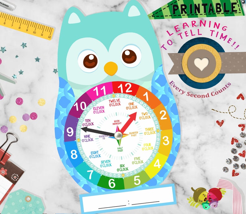 Montessori Learn to Tell Time Printable Clock Kids Learning | Etsy
