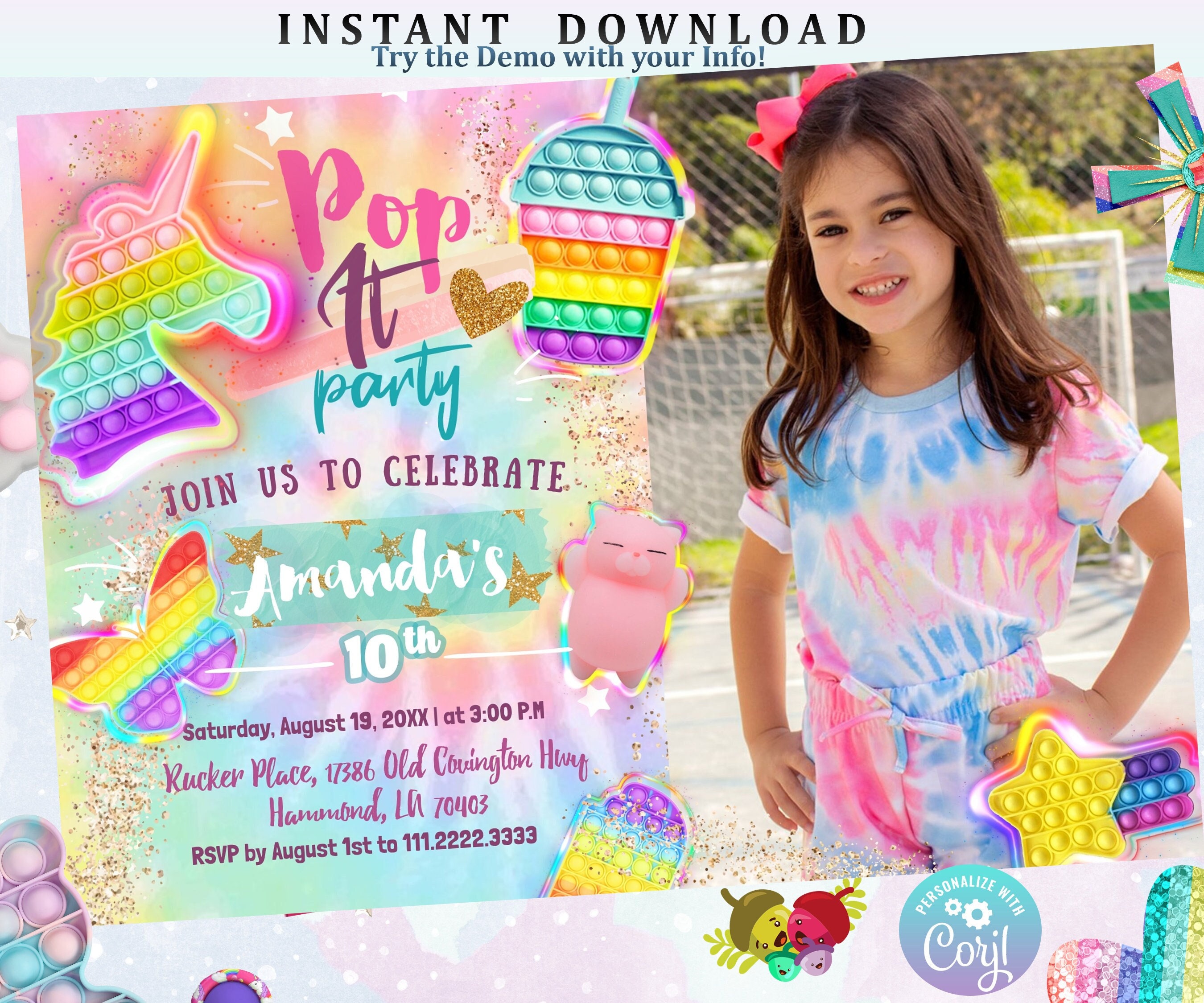 Backdrops & Props Party Décor PRINTED or PRINTABLE Fidget Toy Birthday ...