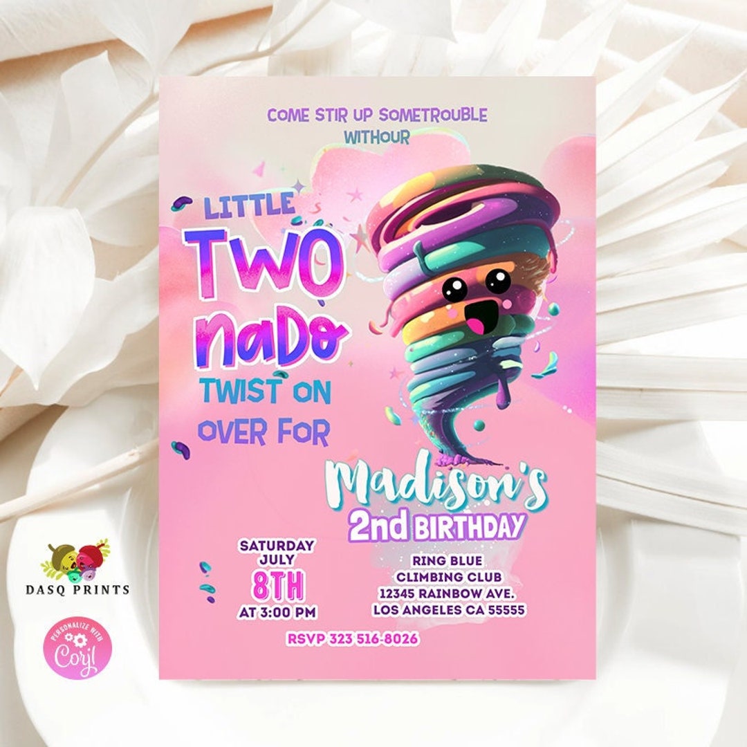 Twonado Birthday Invitation, Tornado Birthday Party Invitation, Storm ...