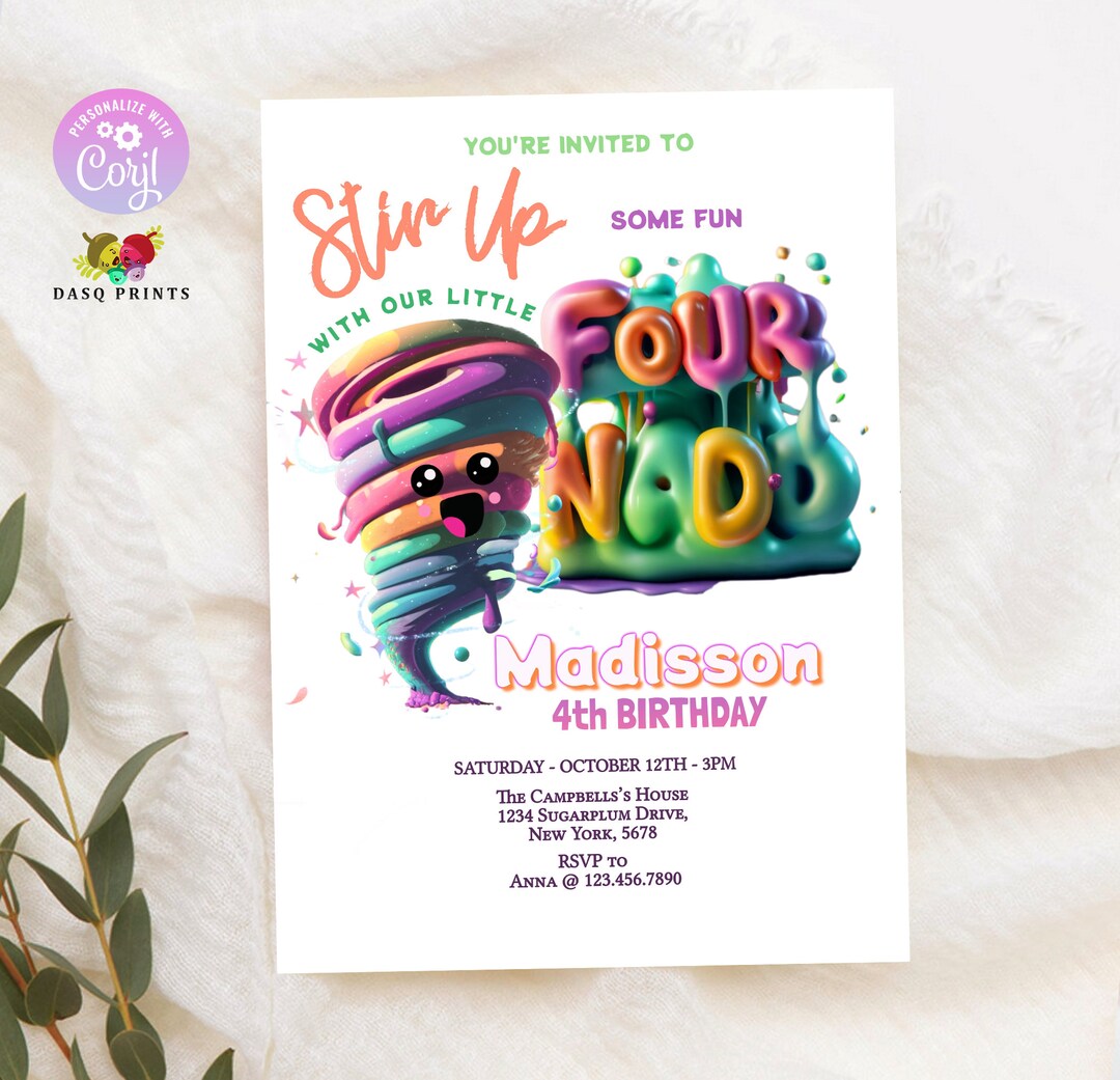 Fournado Birthday Invitation, Tornado Birthday Party Invitation, Storm ...