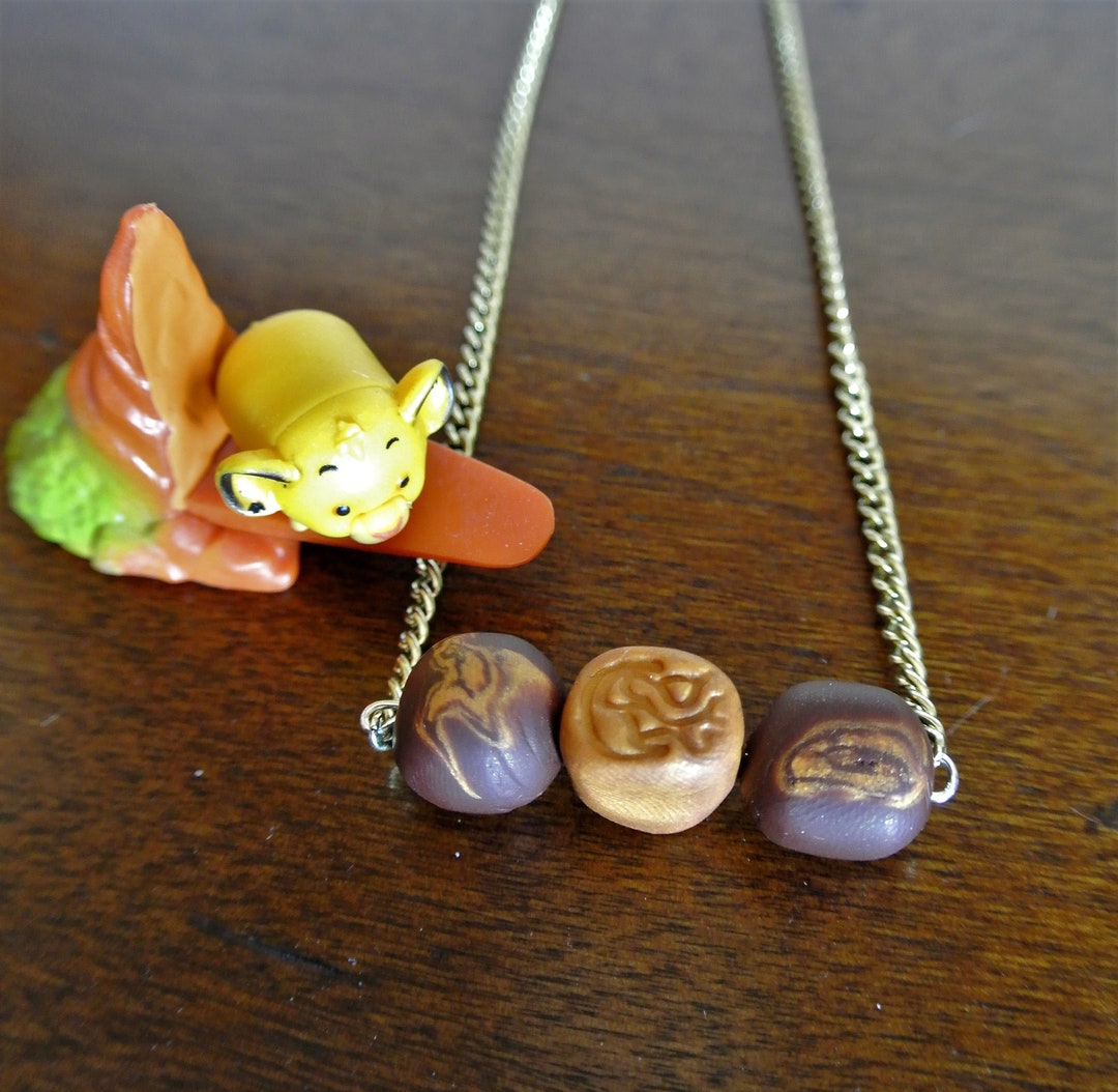 Simba Inspired Clay Bar Necklace Beaded Chain - Etsy