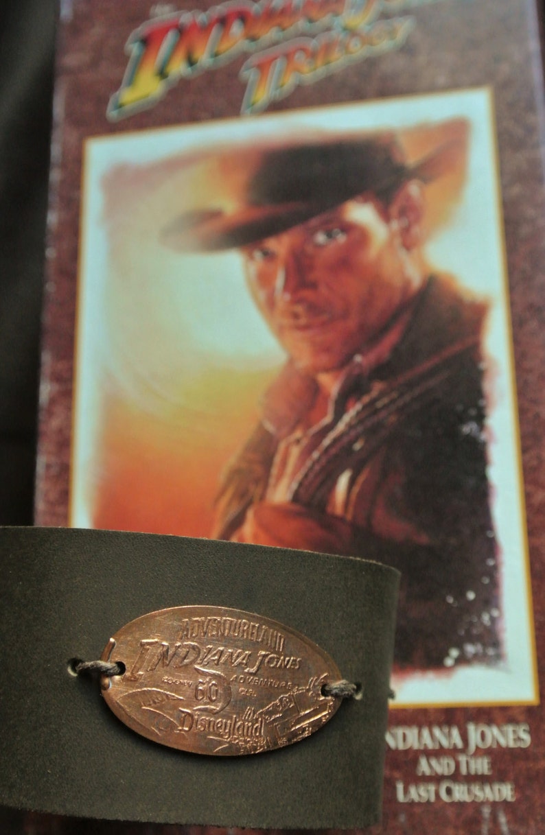 Indiana Jones Ride Pressed Penny Leather Cuff Disneyland 60th - Etsy