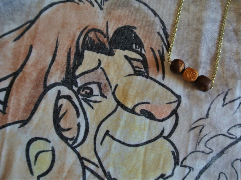 Simba Inspired Clay Bar Necklace Beaded Chain - Etsy