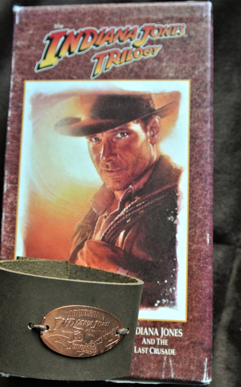 Indiana Jones Ride Pressed Penny Leather Cuff Disneyland 60th - Etsy