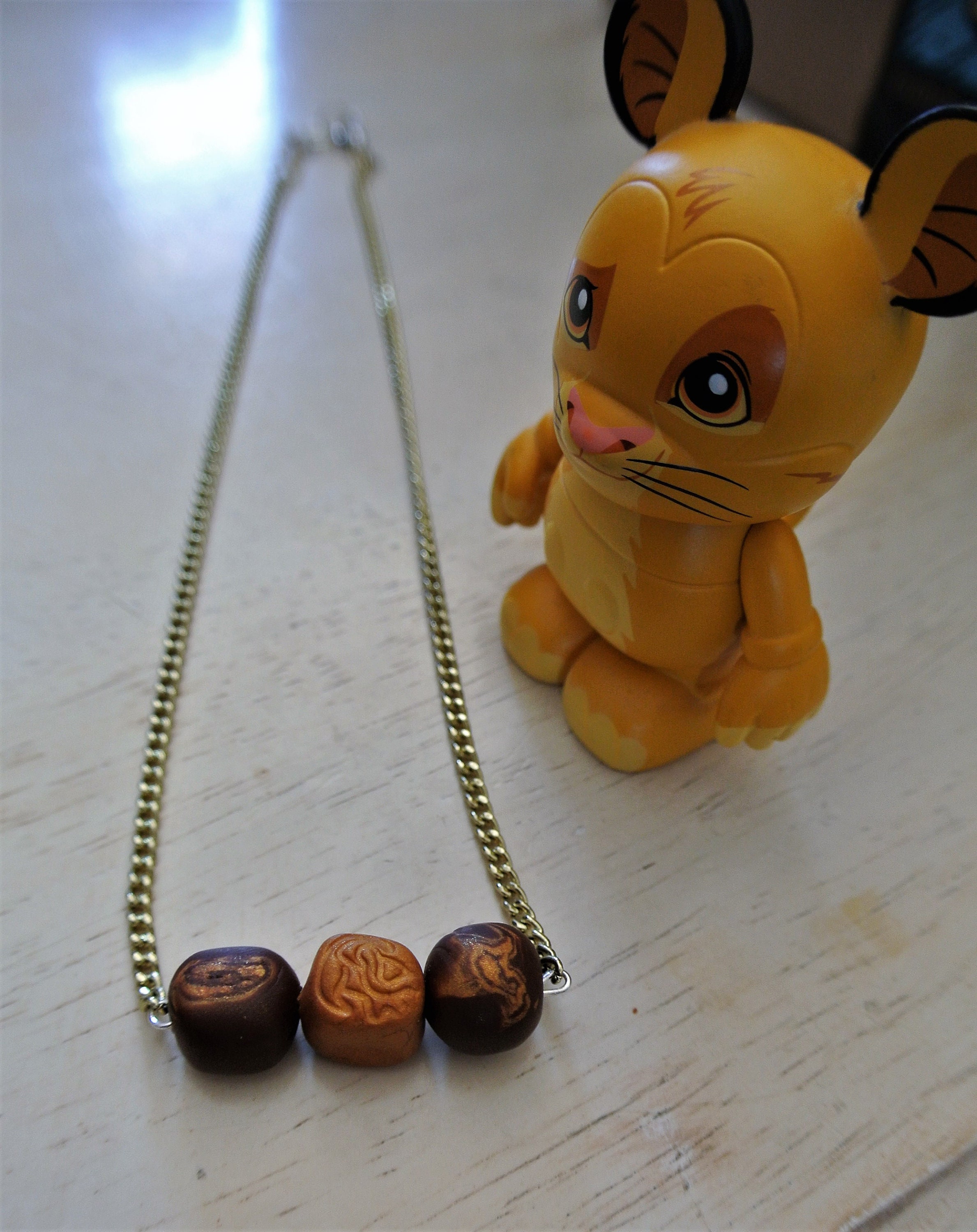 Simba Inspired Clay Bar Necklace Beaded Chain - Etsy