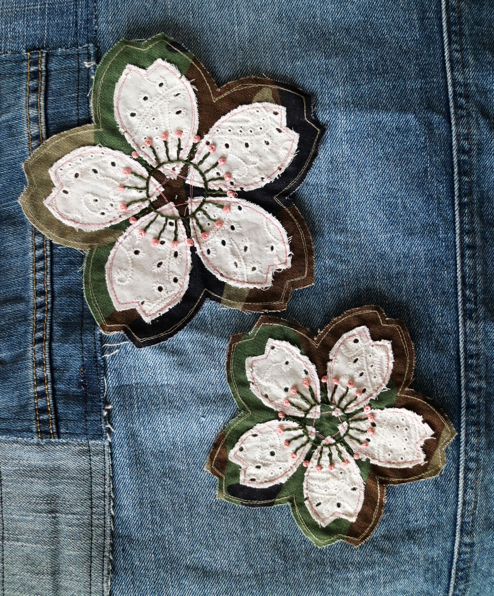 Sweet and Edgy Flower Patch Hand Embroidered Cherry Blossom - Etsy