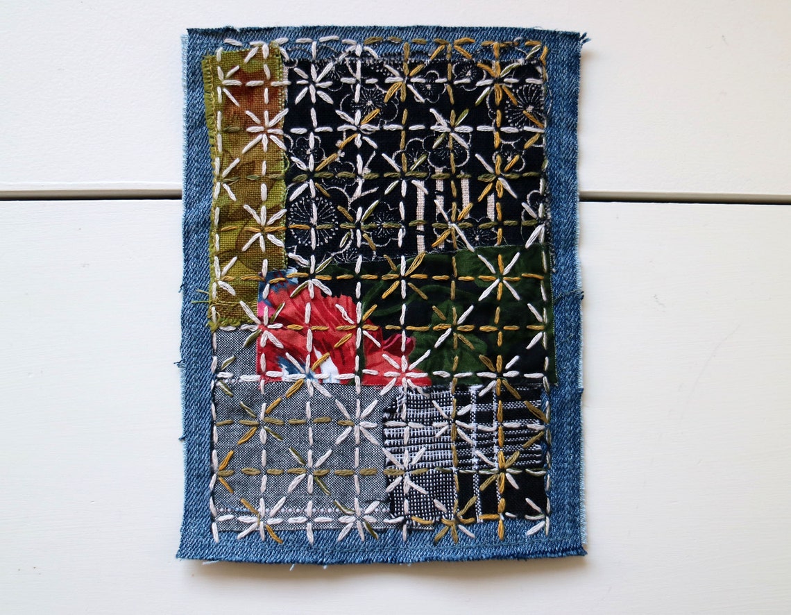 Large Sashiko Patch Japanese Inspired Slow Stitch Visible - Etsy