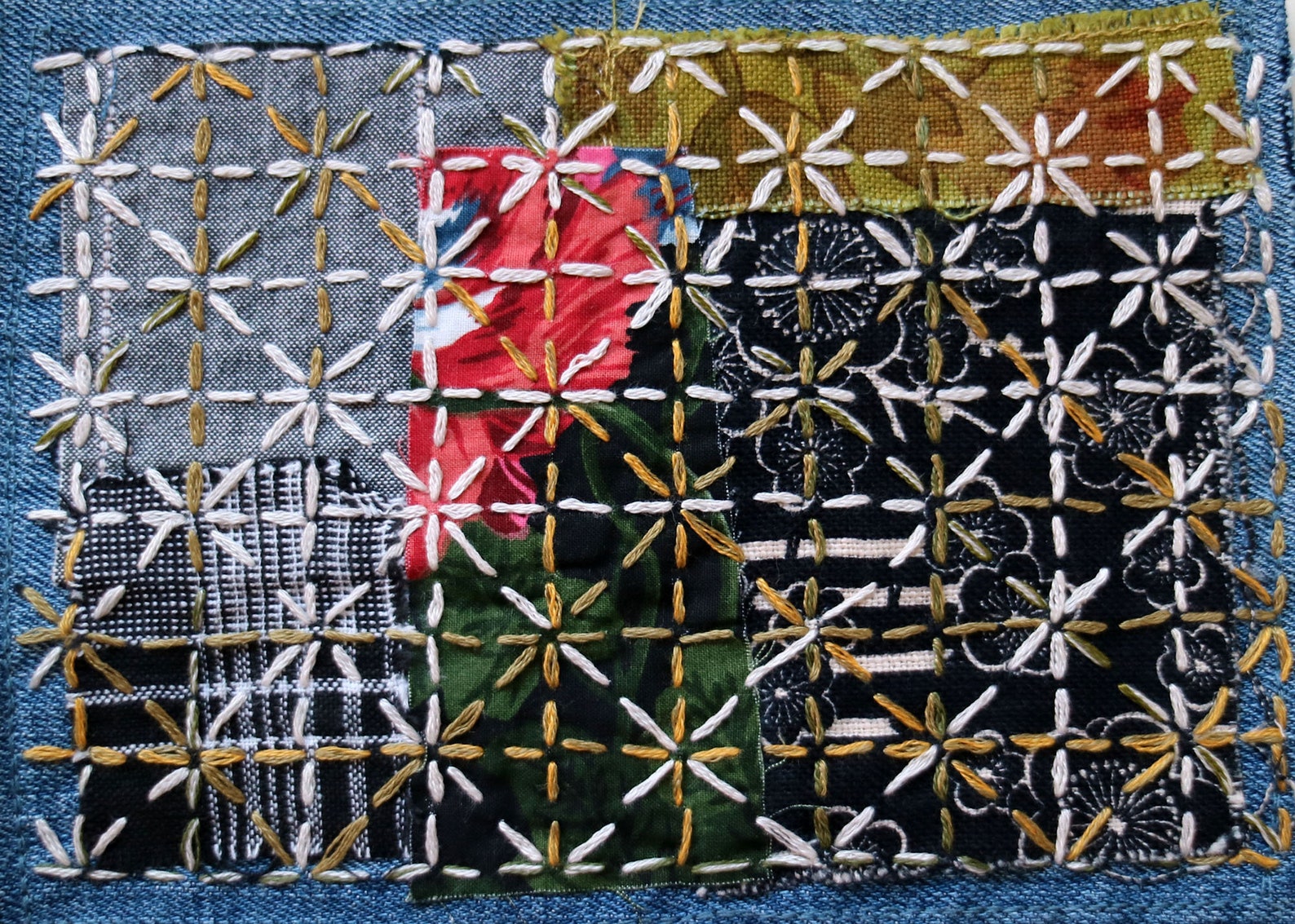 Large Sashiko Patch Japanese Inspired Slow Stitch Visible - Etsy