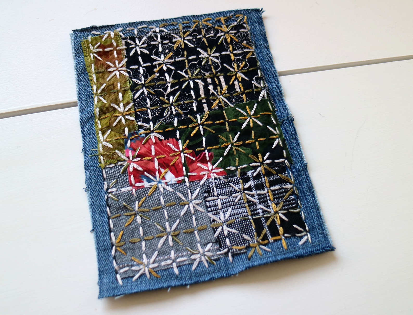 Large Sashiko Patch Japanese Inspired Slow Stitch Visible - Etsy