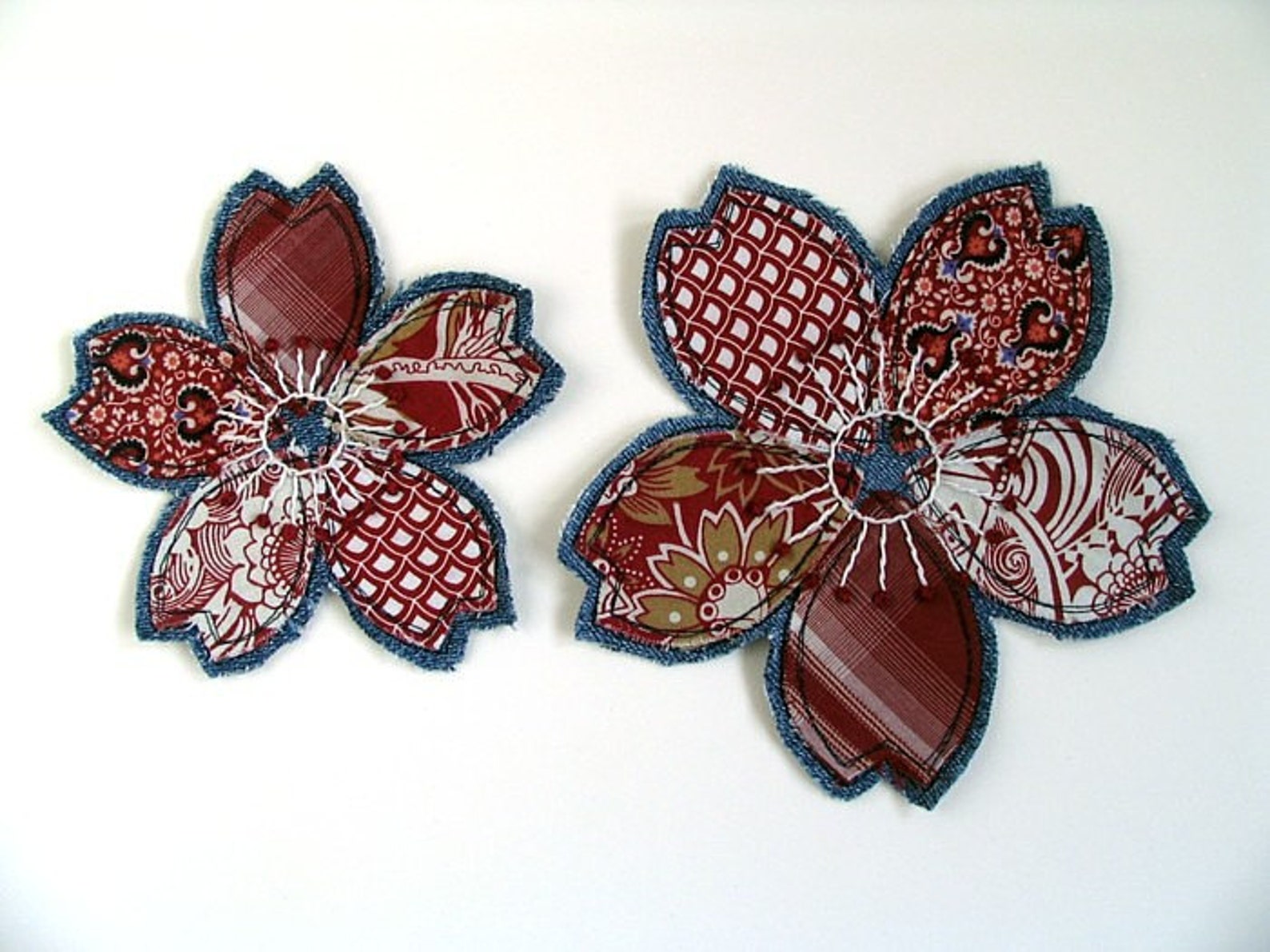 Red Flower Patch Bohemian Hippie Flower Clothing Patch - Etsy