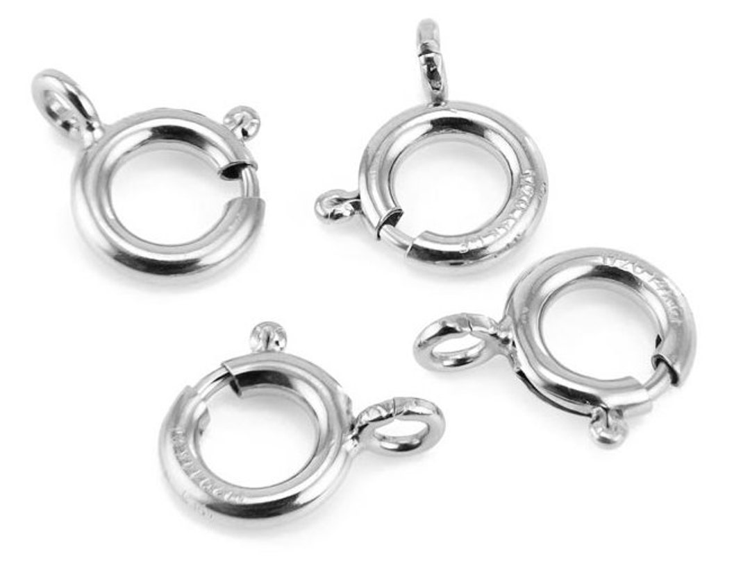 Sterling Silver Closed Spring Rings Lock, 5mm, 6mm, 7mm Silver Findings ...