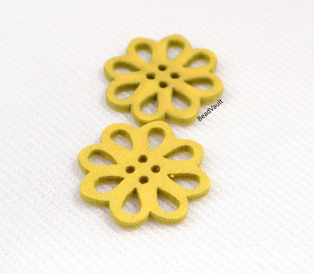 Yellow Wood Flowers, Yellow Flower, DIY Jewelry Making Supply, Yellow ...