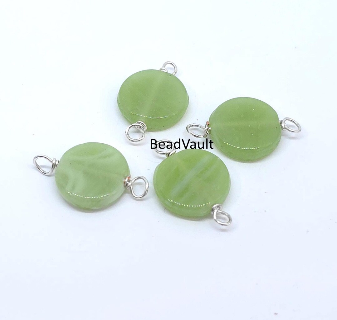White Lined Lime Green Links, Flat Circle Green Connector, Add on ...