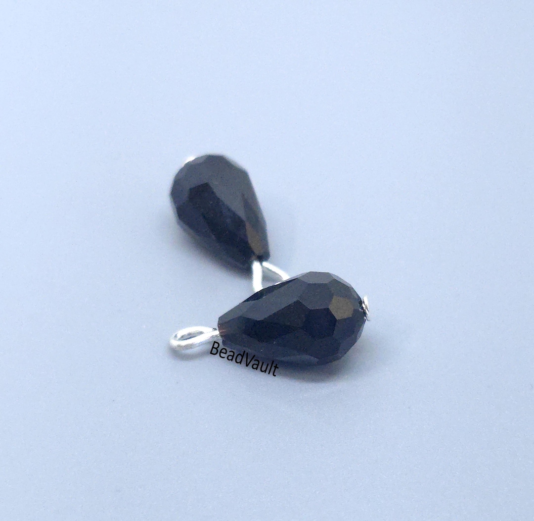 Black Crystal Teardrop Charm, Pitch Black Sparkle Crystal Charms, DIY ...