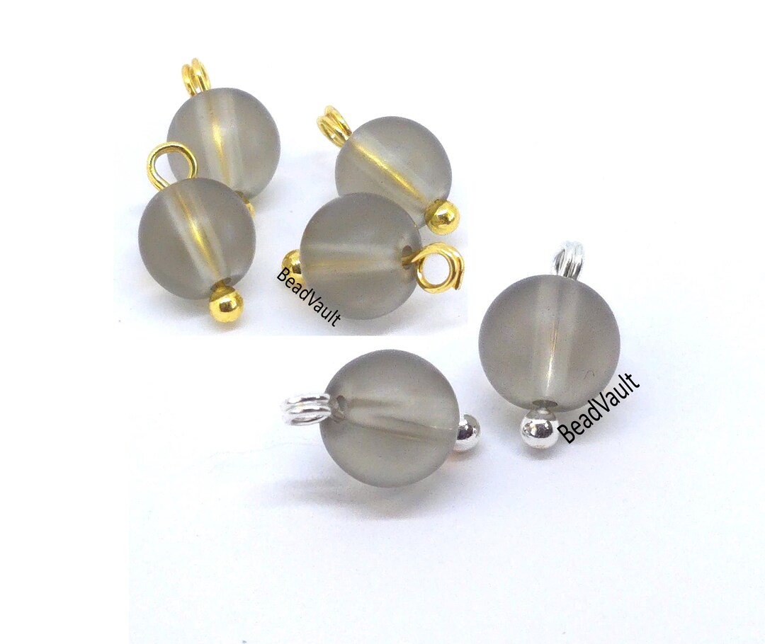 Smoke Ball Bead Charms, Add on Jewelry Charms, Smoke Gray Charm for ...