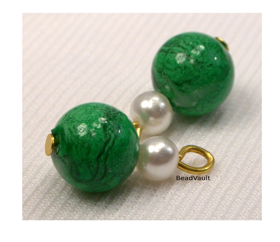 Green Charm Dangles Black Marbled Green Bead Jewelry Charms - Etsy