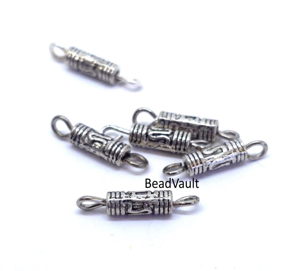 Pewter Silver Bar Connectors, Antique Silver Tube Jewelry Extender ...