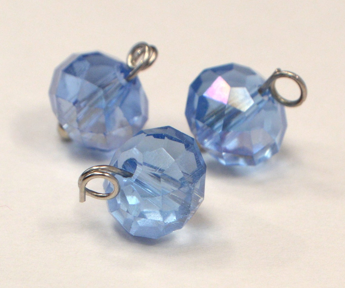 Blue Crystal Charm Dangles Light Blue Crystal Jewelry Charm | Etsy