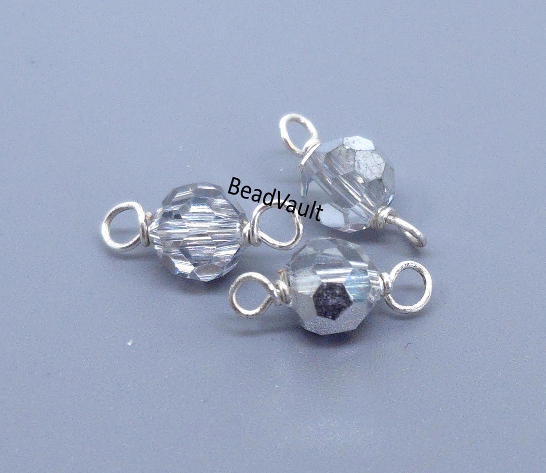 Metallic Silver & Clear Crystal Connectors, Two Tone Platinum Crystal ...