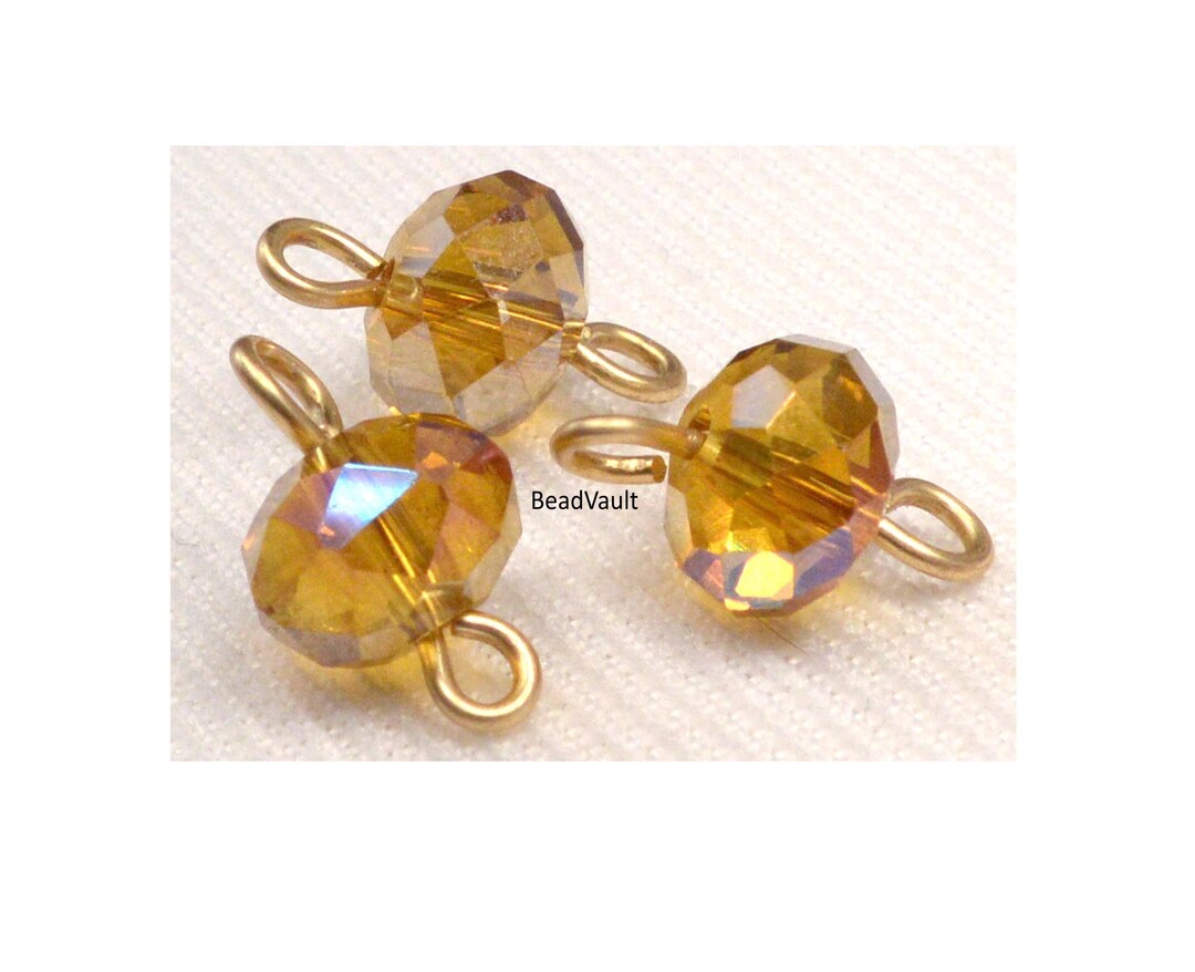 Golden Honey Connectors, Honey Crystal Jewelry Links, Loose Add on Gold ...